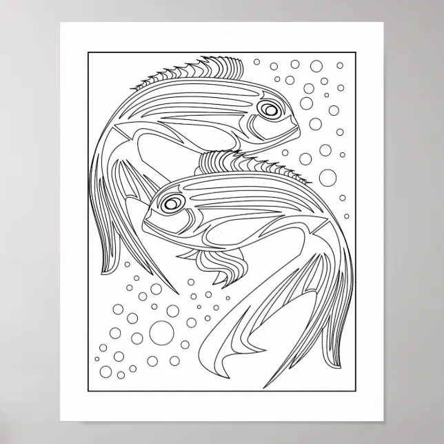 Fish Coloring Poster | Zazzle