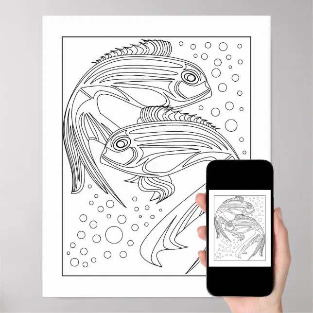 Fish Coloring Poster | Zazzle