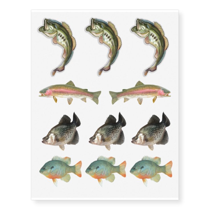 Fish Fishing Temporary Tattoos | Zazzle