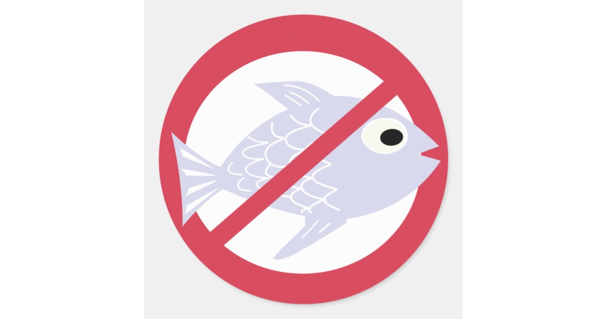 Fish Free No Fish Symbol Red Allergen Classic Round Sticker | Zazzle