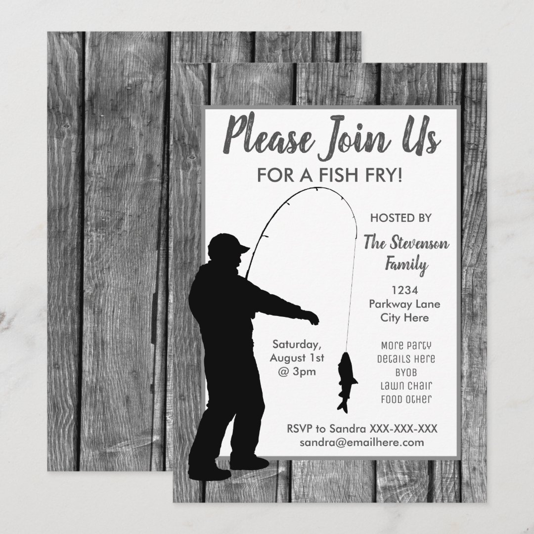 Fish Fry Backyard Summer BBQ Party Invitation | Zazzle