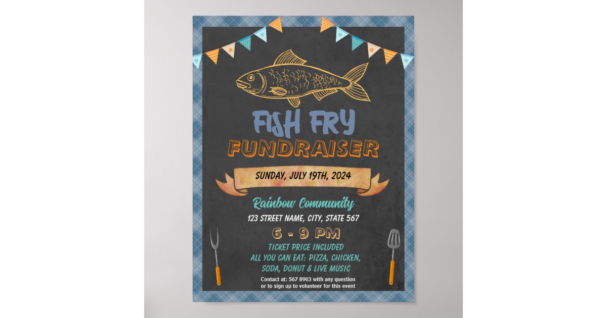 Fish Fry Fundraiser event template Poster | Zazzle