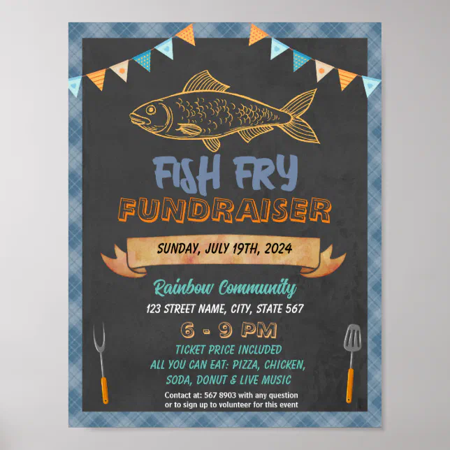 Fish Fry Fundraiser event template Poster | Zazzle