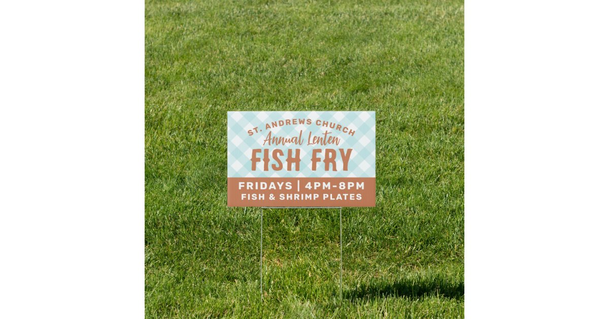Fish Fry Gingham Sign | Zazzle