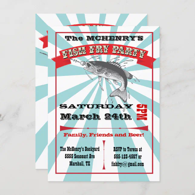 Fish Fry Party Poster Invitations | Zazzle