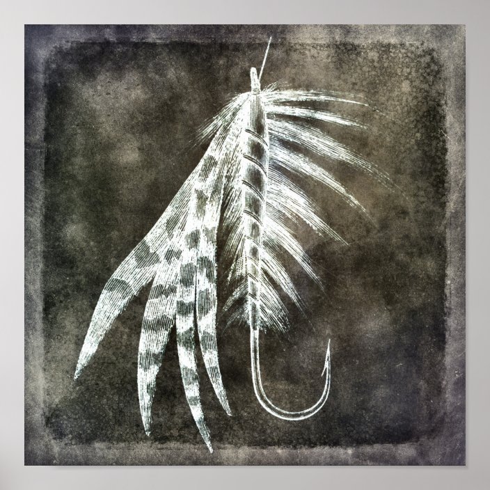 Fish Hook - Fly Fishing Angling Fish Lure Brown Poster | Zazzle.com