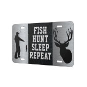 Fish Hunt Sleep Repeat License Plate | Zazzle