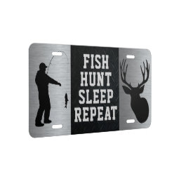 Fish Hunt Sleep Repeat License Plate | Zazzle