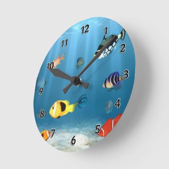 Fish In The Ocean Round Clock | Zazzle