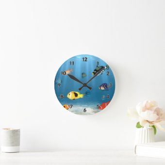 Fish In The Ocean Round Clock | Zazzle