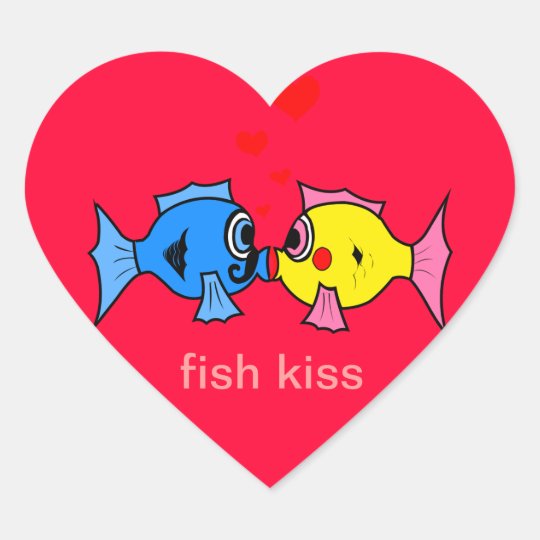 Fish Kiss heart Sticker | Zazzle.com