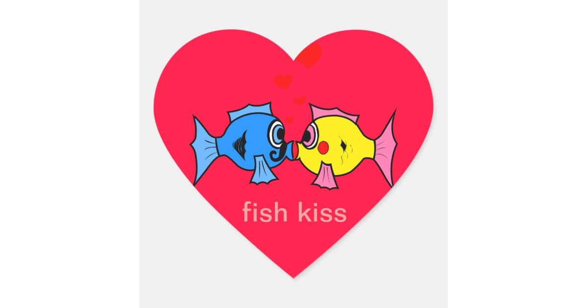Fish Kiss heart Sticker | Zazzle