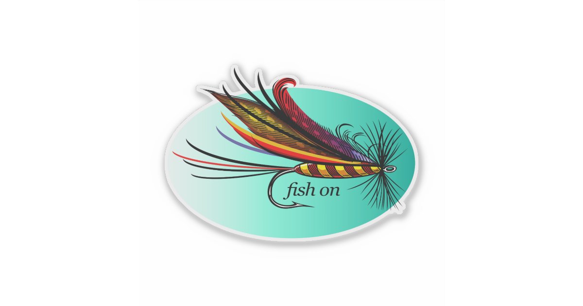 fish on (fly) sticker | Zazzle