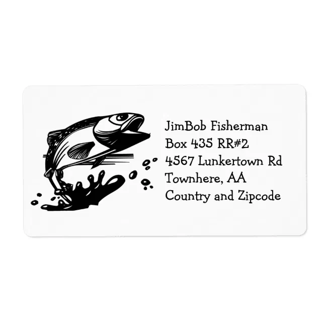 Fish Out of Water - Jumping Trout or Bass Fishing Label | Zazzle