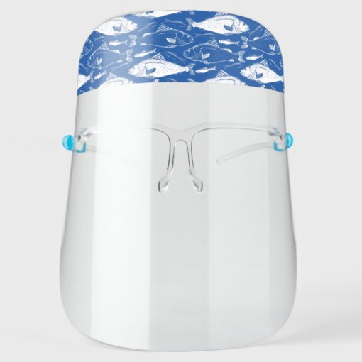 Fish Pattern for Fisherman Royal Blue Face Shield | Zazzle