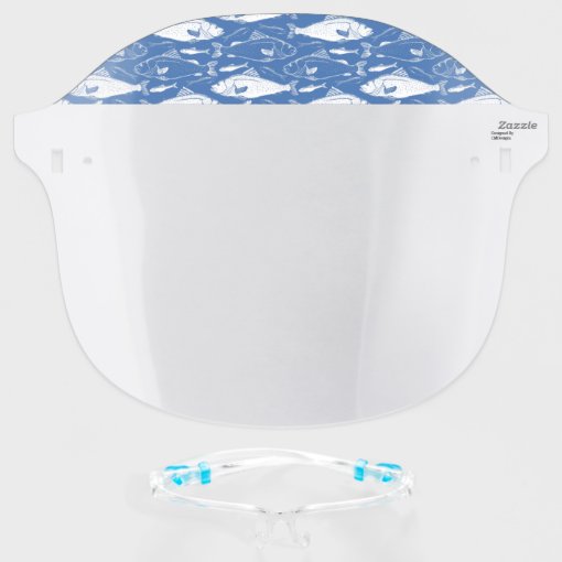 Fish Pattern for Fisherman Royal Blue Face Shield | Zazzle