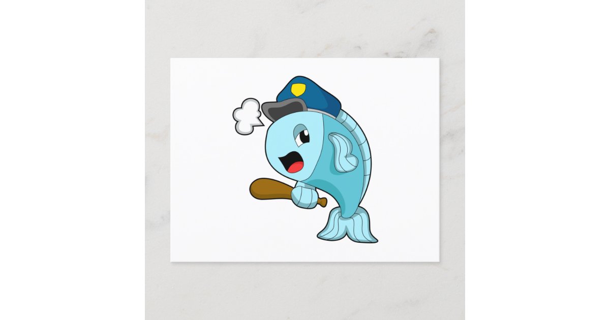 Fish Police officer Police hat Postcard | Zazzle