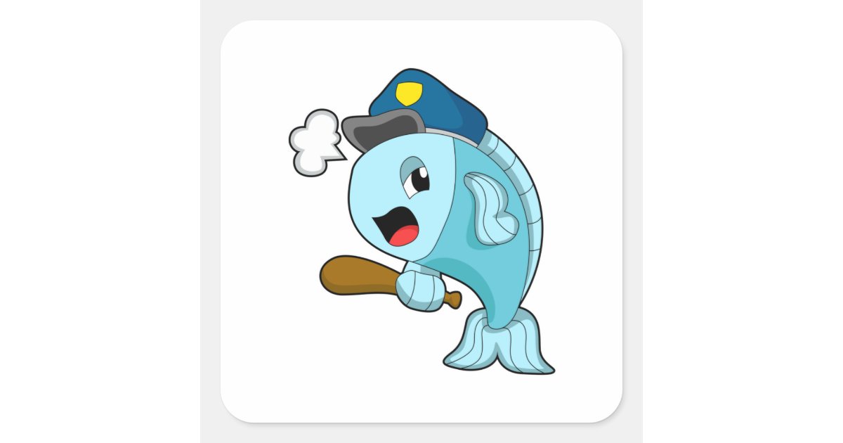 Fish Police officer Police hat Square Sticker | Zazzle