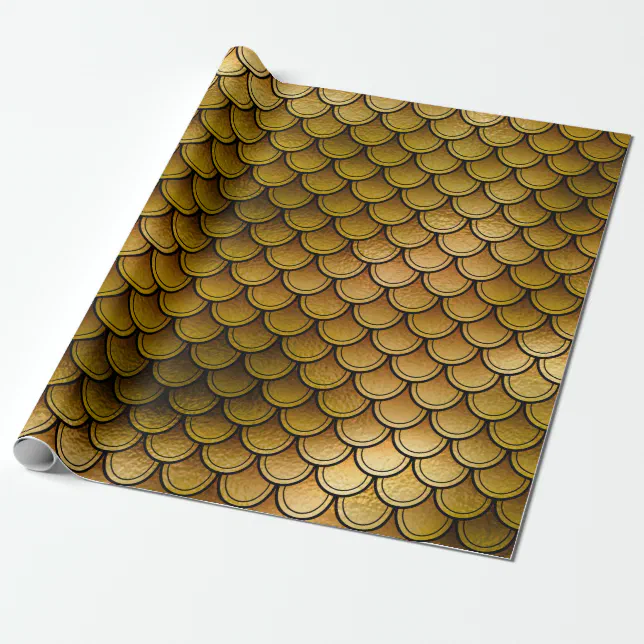 Fish Scales on Orange/Yellow Wrapping Paper | Zazzle