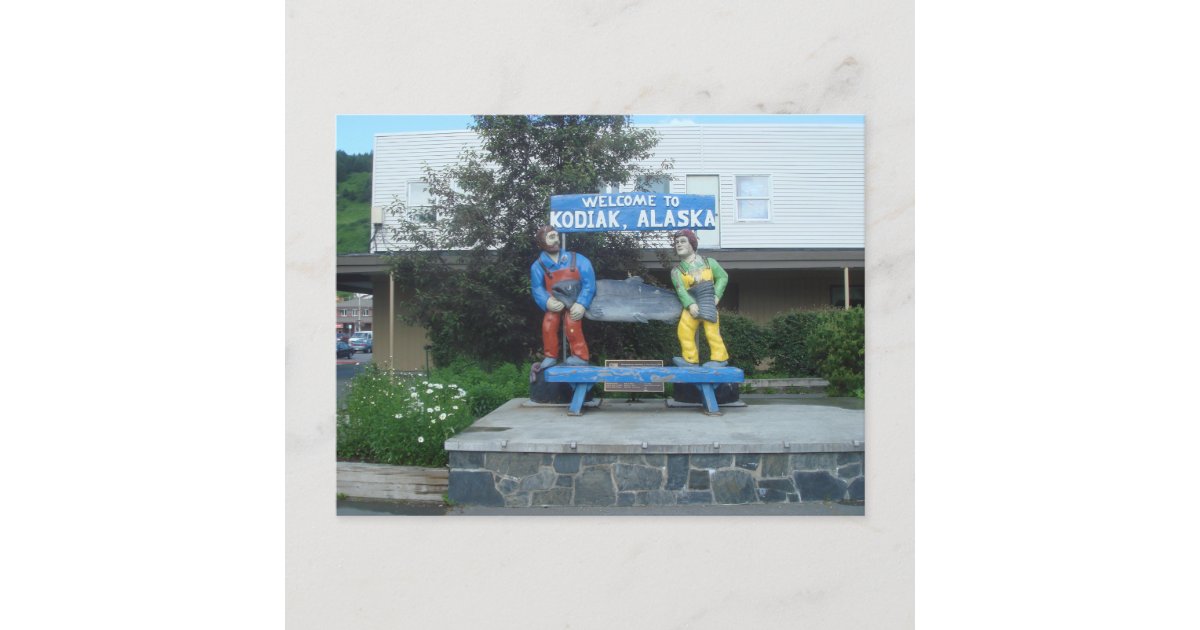 Fish Statue In Kodiak Alaska Postcard | Zazzle