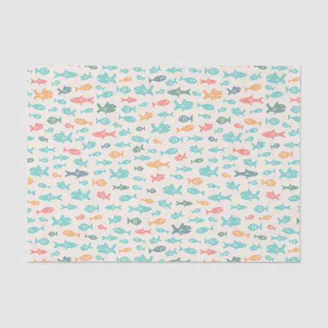 Fish Swimming Nautical Beach Sea Life Pattern Tissue Paper | Zazzle