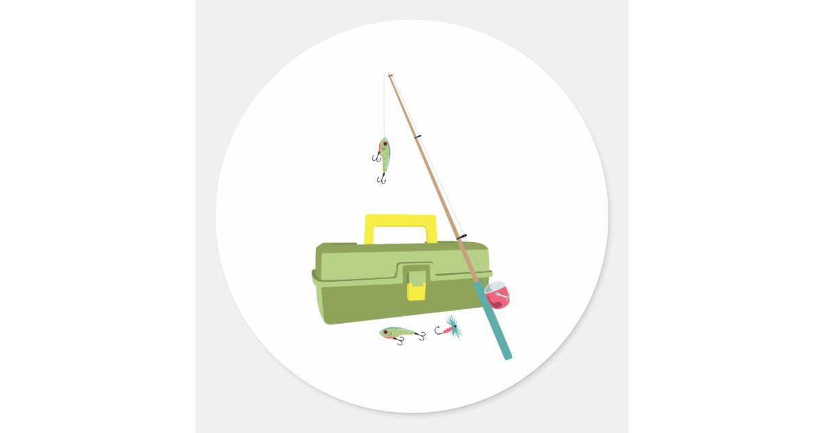 Fish & Tackle Box Classic Round Sticker | Zazzle