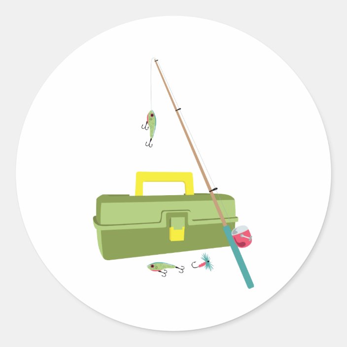 Fish & Tackle Box Classic Round Sticker | Zazzle.com