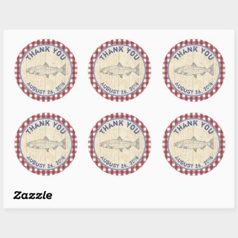 Fish thank you favor stickers for Fish Fry, Dinner | Zazzle