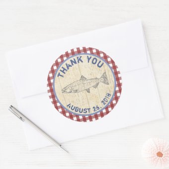 Fish thank you favor stickers for Fish Fry, Dinner | Zazzle