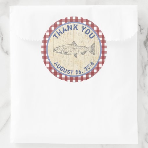 Fish thank you favor stickers for Fish Fry, Dinner | Zazzle