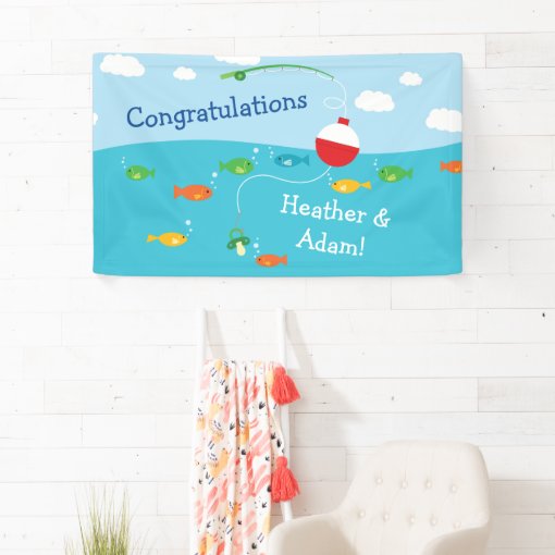 Fish Theme Fishing Baby Shower for Fishermen Banner | Zazzle