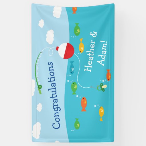 Fish Theme Fishing Baby Shower for Fishermen Banner | Zazzle