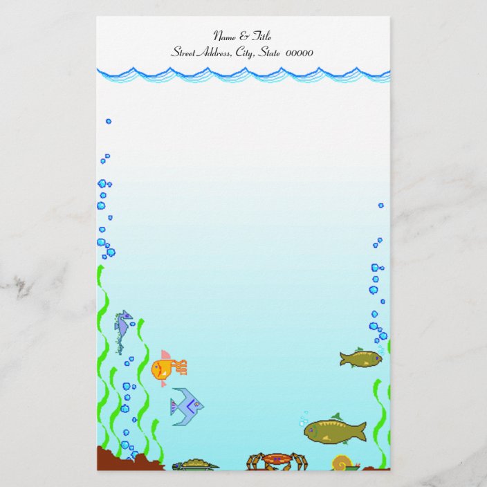 Fish Under The Sea Aquatic Personal Stationery | Zazzle.com