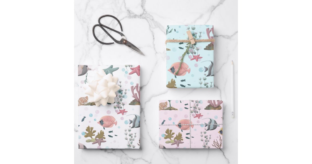 Fish Under The Sea Wrapping Paper Sheets | Zazzle