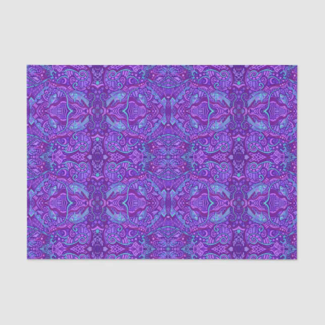 Fish Underwater Bohemian Arabesque Pattern Purple Tissue Paper | Zazzle