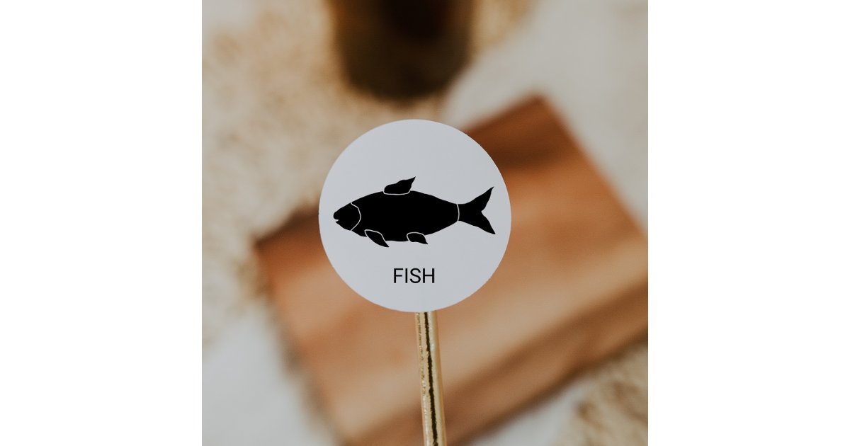 Fish Wedding Meal Choice Classic Round Sticker | Zazzle
