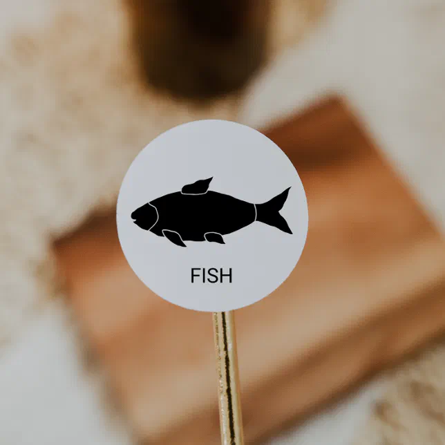 Fish Wedding Meal Choice Classic Round Sticker | Zazzle