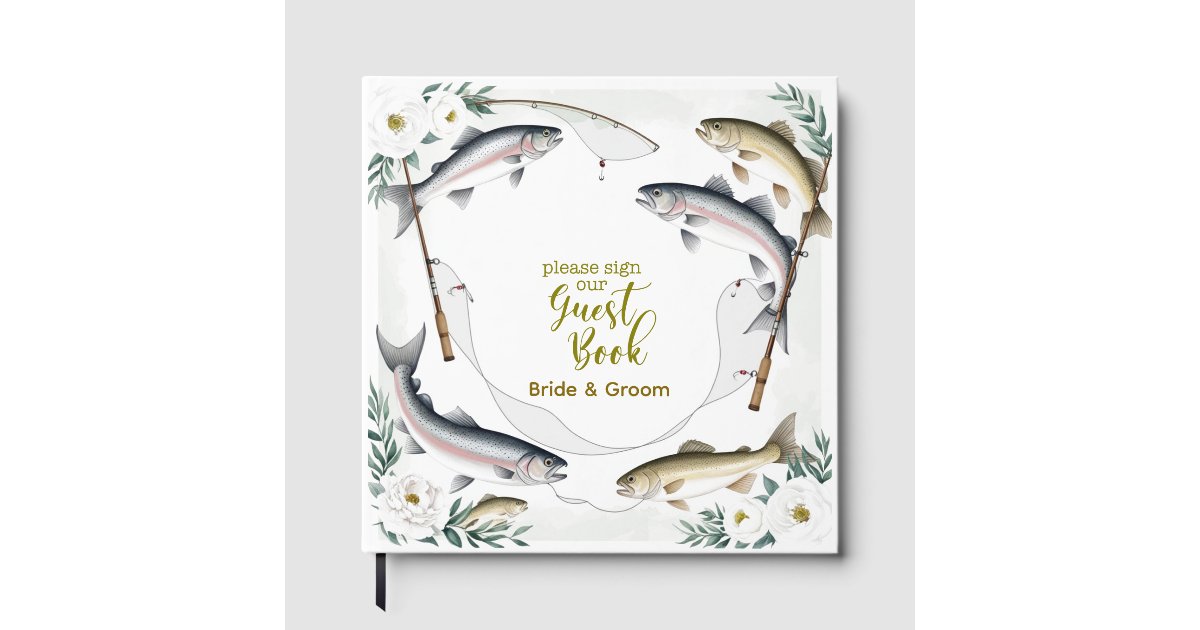 Fish Wedding themed for fishing lovers Guest Book | Zazzle