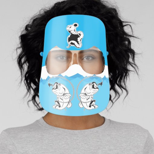 Fisherman Big Fish Bite Worm On Hook Face Shield | Zazzle