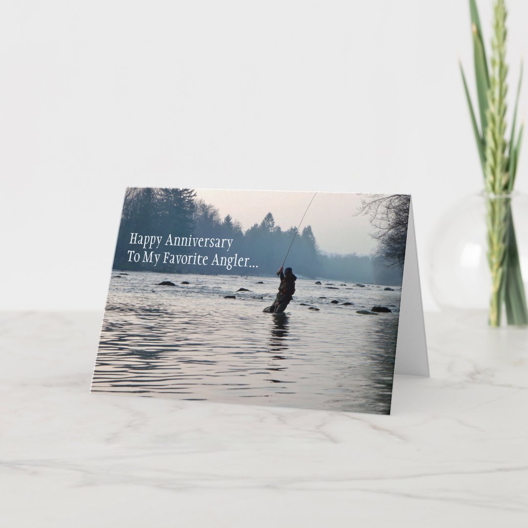 Fisherman Fishing Anniversary Card | Zazzle