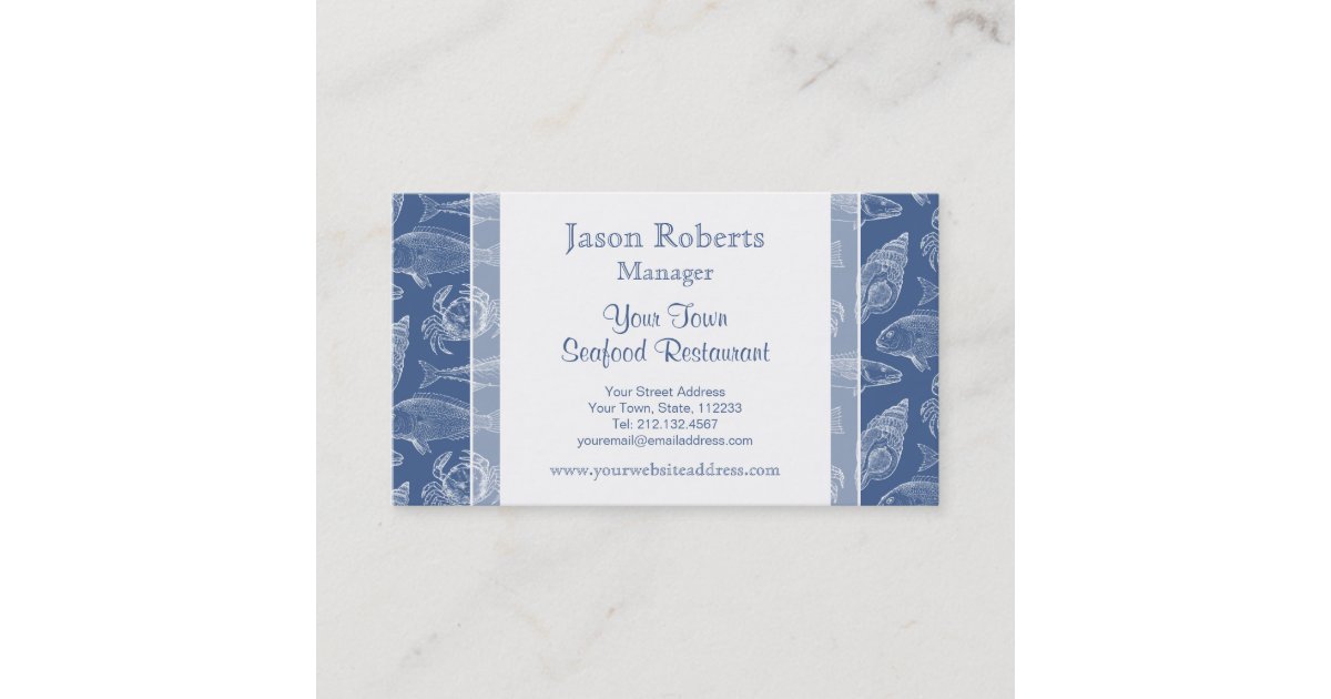 Fisherman Fishing Boat or Seafood Restaurant Business Card | Zazzle