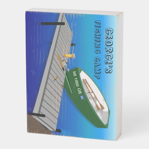 Fisherman Fishing Camp Sign Row Boat Wood Box Sign | Zazzle