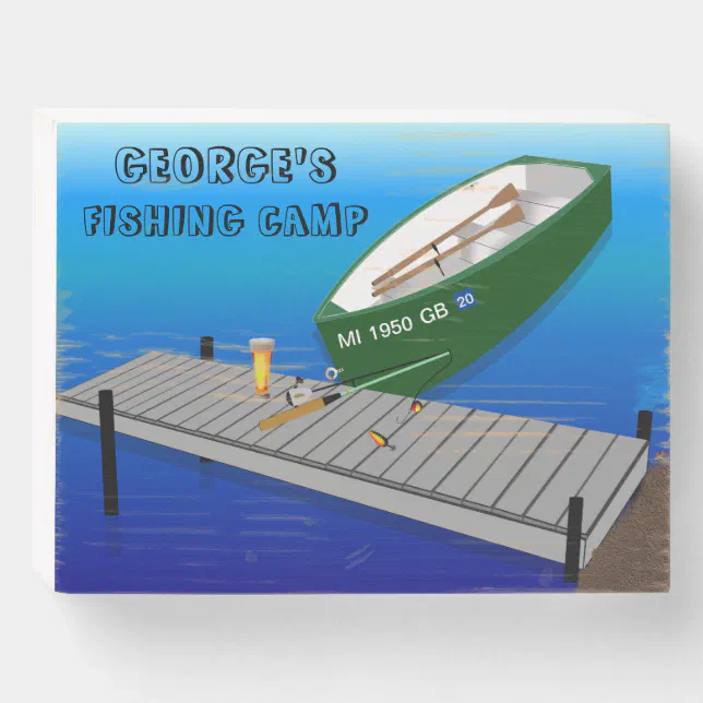 Fisherman Fishing Camp Sign Row Boat Wood Box Sign | Zazzle