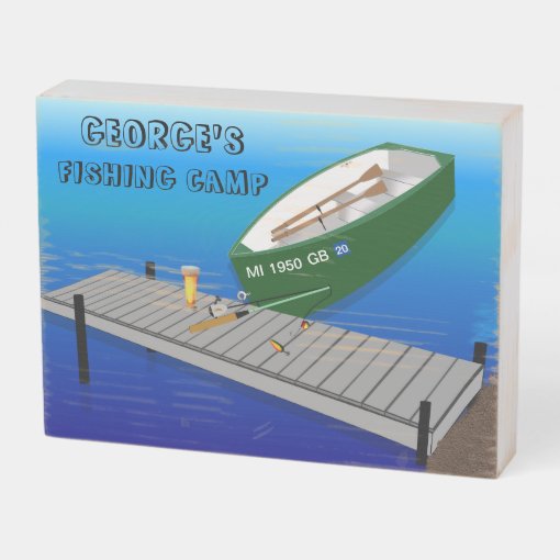 Fisherman Fishing Camp Sign Row Boat Wood Box Sign | Zazzle