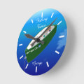Fisherman Fishing Row Boat Rod Personalized Wall Round Clock | Zazzle