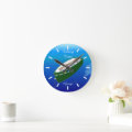 Fisherman Fishing Row Boat Rod Personalized Wall Round Clock | Zazzle