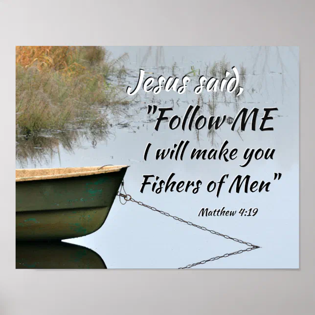 Fishers of Men Scripture, Matthew 4:19 Bible Verse Poster | Zazzle