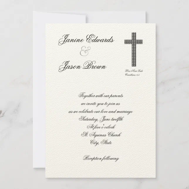 Fishes Cross Christian Wedding Invitation | Zazzle