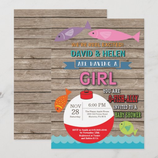 Fishing Baby Shower Invitation Girl Fish | Zazzle