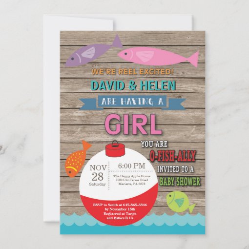 Fishing Baby Shower Invitation Girl Fish | Zazzle